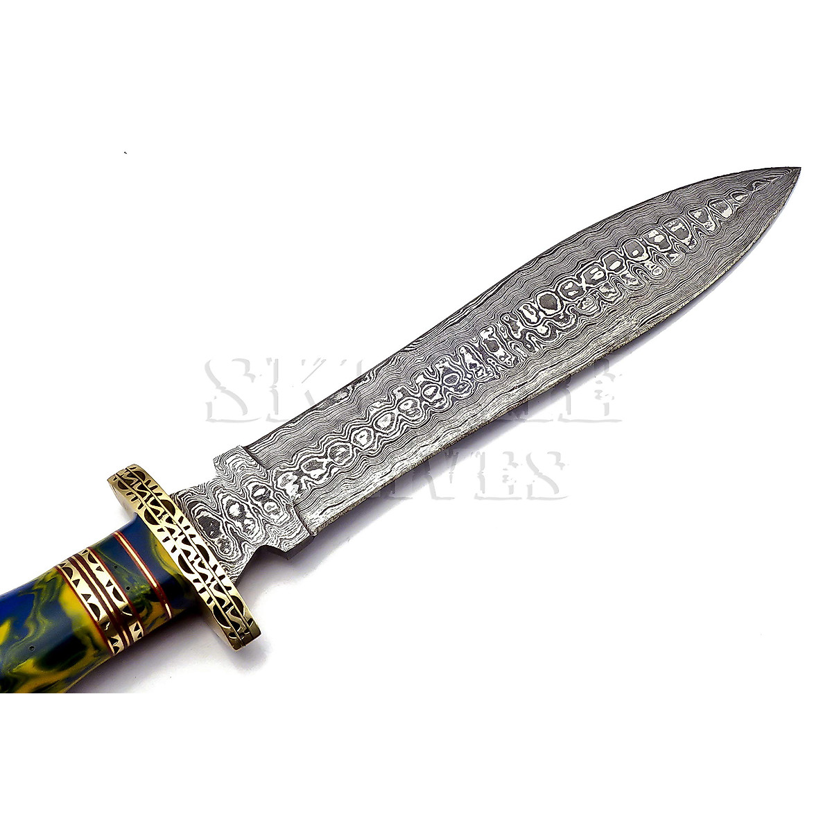 Skokie Knives Custom Hand Made Damascus Steel Hunting Knife Handle Acrylic