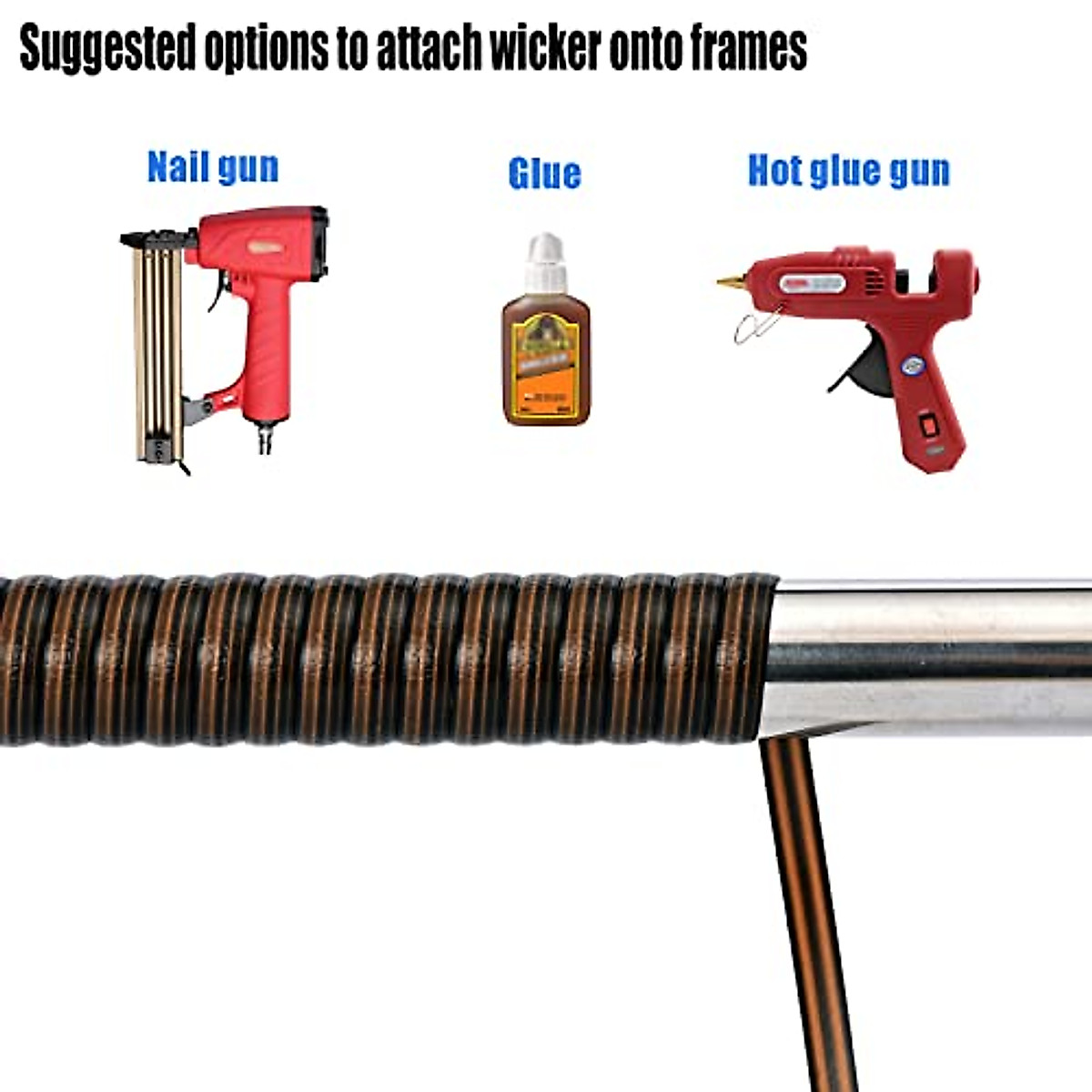 Lumpro 120 ft Wicker Repair kit, Two-Tone Gradient Brown with Stripes, Plastic Rattan Supplies, Flat Wicker Replacement Materials to Repair Patio Wicker Furniture Chair Sofa Table Chaise etc