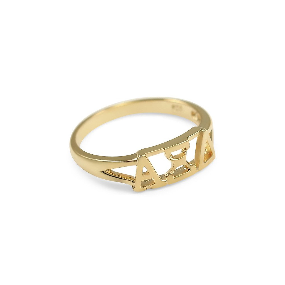 The Collegiate Standard Alpha Xi Delta 14k Gold Plated Sorority Ring with Greek letters