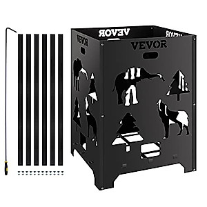 VEVOR Burn Barrel, 22x22x30.3 inch Burn Cage, Carbon Steel Cage Incinerator, Incinerator Barrel with Handle for Outdoors