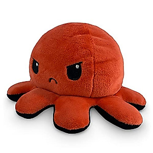 TeeTurtle - The Original Reversible Octopus Plushie - Angry Red + Rage Black - Cute Sensory Fidget Stuffed Animals That Show Your Mood