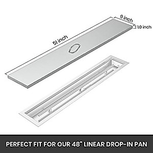Stanbroil Fire Pit Lid Fits 48 x 6 Inches Linear Drop-in Burner Pan, Solid Stainless Steel Cover for Outside Firepit
