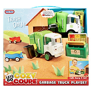 Little Tikes Let’s Go Cozy Coupe Garbage Truck Playset with Push and Play Vehicle for Floor or Tabletop Car Fun for Toddlers, Boys, Girls 3+ Years