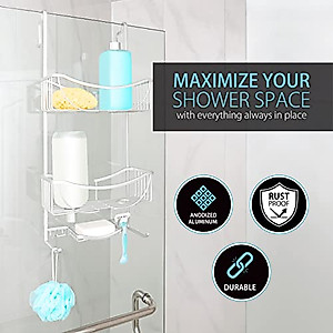 Better Living Products 13634 VENUS 3-Tier Over the Shower Door Caddy, Grey