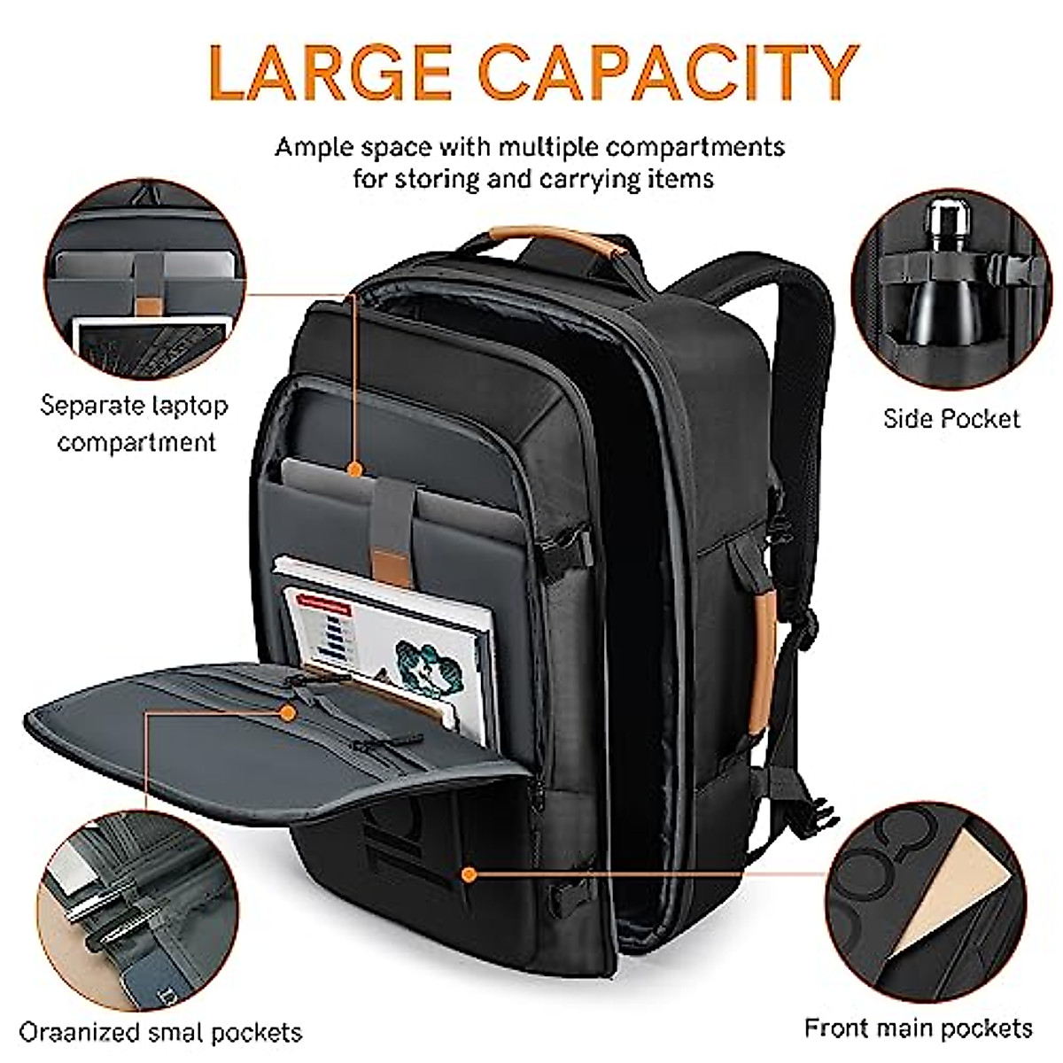 VGOAL Carry On Backpack Flight Approved - 40L Travel Backpacks Daypack Luggage Backpack, Expandable Suitcase Weekender Backpack with Toiletry Bag Fits Up To 17.3" Laptop For Men&Women