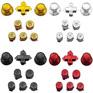 OCity Aluminium Metal Thumbstick Joystick Analog Cap Bullet ABXY Guide Button D-Pad Dpad Buttons Replacement for Xbox one Controller (Silver)