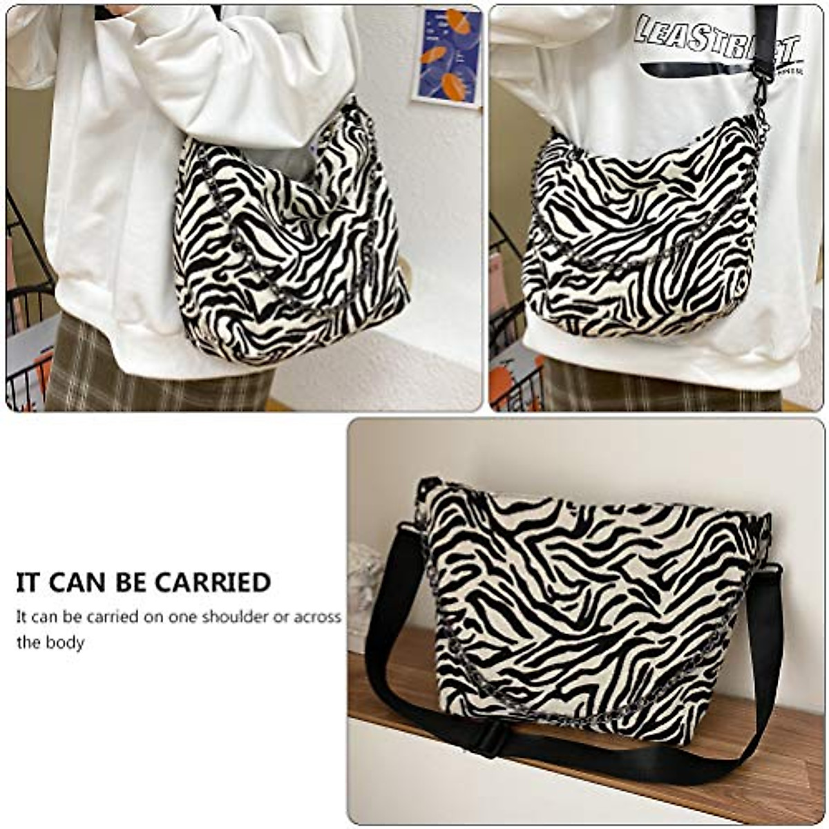 Amosfun Zebra Print Tote Bag Single-Shoulder Bag Umbrella Purse Phone Storage Shoulder Bag for Women Girls