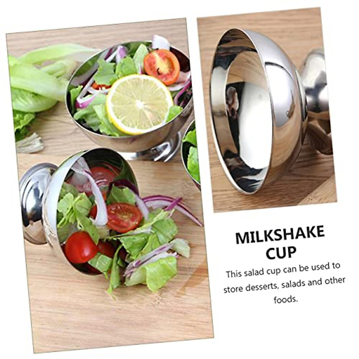 RUNROTOO 1Pc stainless steel dessert cup appetizer plates tiramisu appetizer cup condiment containers footed dessert bowl dessert dish serving dishes sushi dipping bowl Glass big bowl