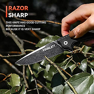 youglatt Folding Pocket Knife, D2 Steel Quality Blade G10 Handle Folding Knife, Sharp and Durable, Easy to Carry, Suitable for Collection, Outdoor Camping