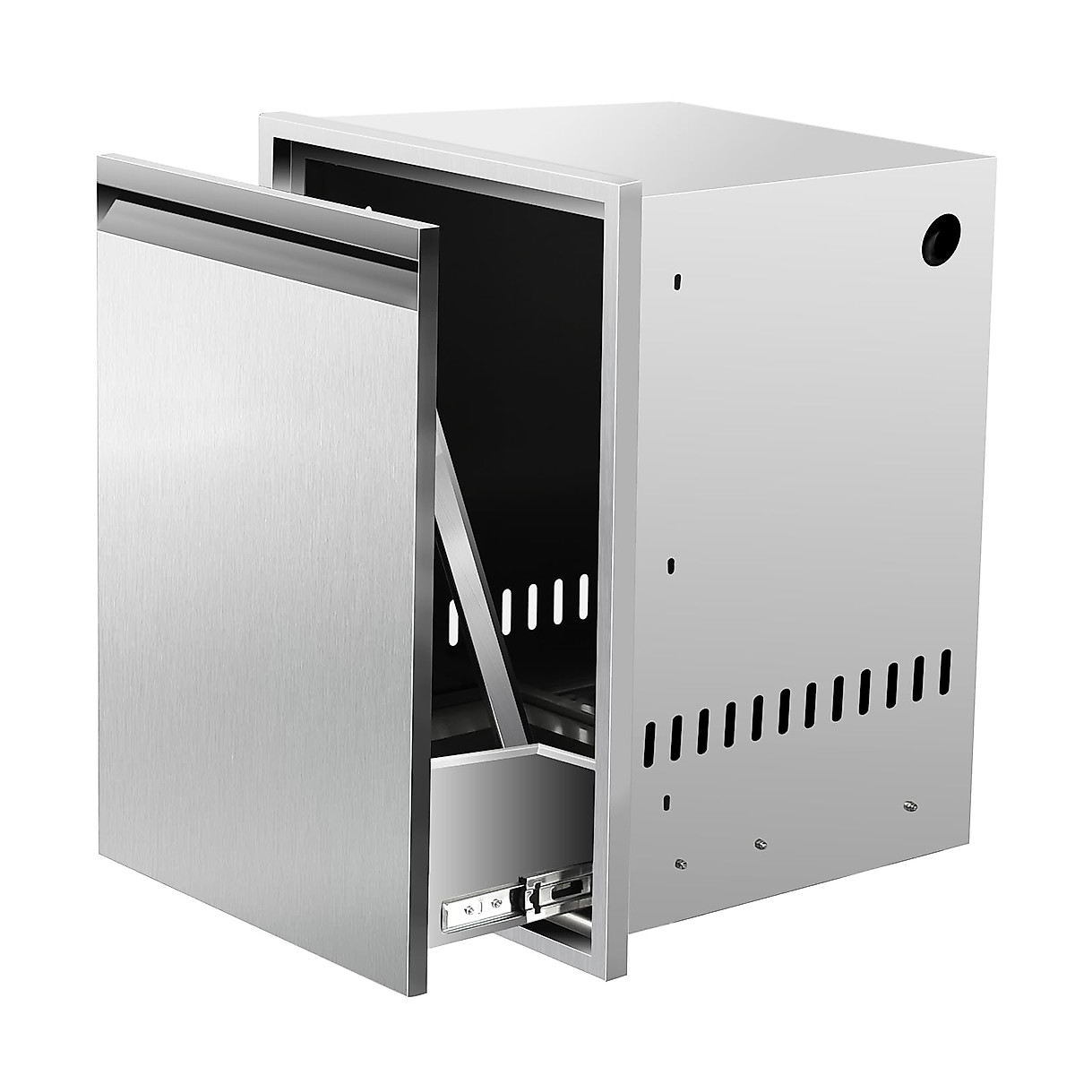 Pull Out Trash Drawer 16" Wx22 H×16.5" D Built-in Single Trash Drawer Propane Tank Drawer Stainless Steel Trash Bin for BBQ Island Grill Station