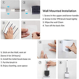 Toilet Brush and Holder Set, Bathroom Toilet Bowl Brush and Caddy Cleaner Anti Slip with Sturdy Soft Silicone Bristle Removable Water Drawer Quick Drying (White)