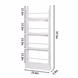 UTEX Kids Bookshelf,4 Tiers Children's Bookcases and Storage, Kids Bookcase Rack Wall for Bedroom,Study Living Room,White