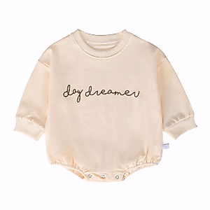 Baby Girl Boy Crewneck Sweatshirt Romper, Long Sleeve Rainbow Pullover Sweater Top Warm Fall Winter Clothes