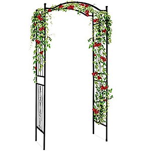 Best Choice Products 92in Steel Garden Arch Arbor Trellis for Outdoor, Yard, Garden, Climbing Plants w/Decorative Wire Lattice - Black