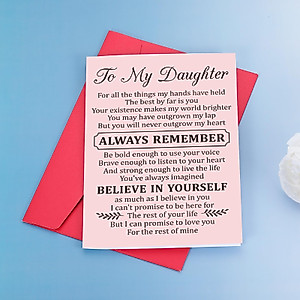 Daughter Birthday Card from Mom Gifts for Adult Her Christmas To My Daughter Gifts from Dad Mom Anniversary Valentine's Day Inspirational Greeting Cards for Kids Teen Girls Back To School Graduation