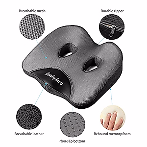 LOUTYTUO Seat Cushion Pillow,100% Memory Foam and Washable Cover,for Office Chair,Car Seat and Wheelchair,Tailbone & Sciatica & Back Pain Relief