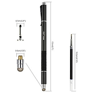 ELZO 3 in 1 Stylus, Disc Stylus Touch Screen Pens and Gel Pen Combo, 2 Pcs with 6 Replacement Tips for All Touch Screens Tablets and Cell Phones, iPhone/iPad/Samsung/Lenovo and More