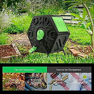 VIVOSUN Tumbling Composter, 18.5 Gallon Compost Bin, Heavy-Duty Compost Tumbler w/Sliding Door, Lockable Brake and Rotating Design for Fast Creation of Fertile Soil, Outdoor