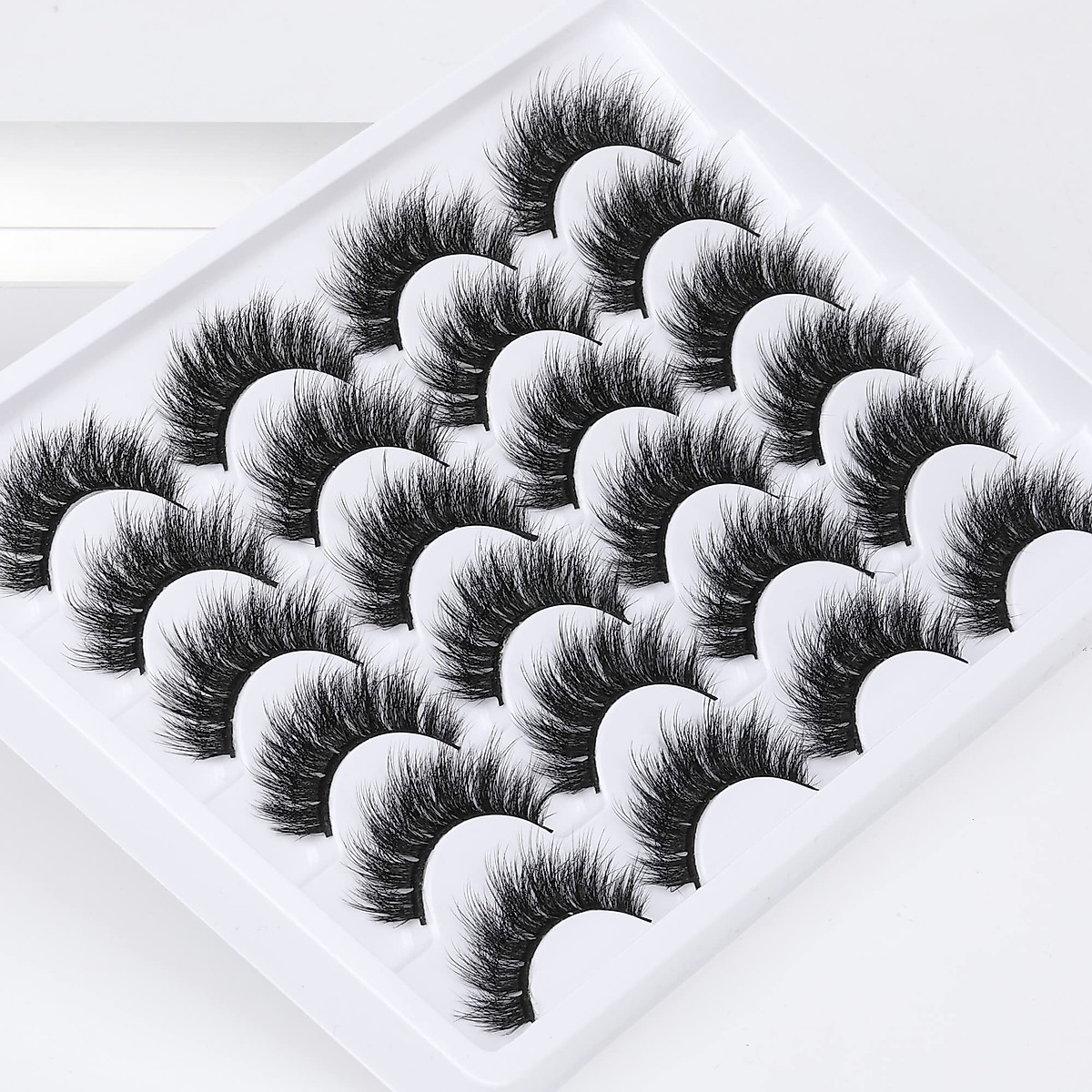 Newcally Eyelashes False Lashes Fluffy 18MM Long Faux Mink Eye Lashes Pack Dramatic Thick Volume Fake Eyelashes 12 Pairs Soft Reusable Lashes Multipack