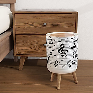 PHAIBHKERP Trash Can with Lid misic Set Abstract Music Various Music Notes Garbage Can Round Waste Bin Press Cover Dog Proof Wastebasket for Kitchen Bathroom Living Room Nursery 1.8gal, ljt
