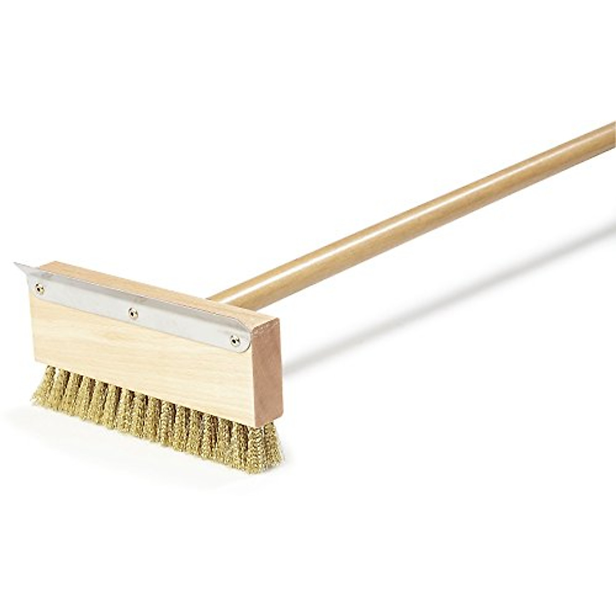 Carlisle FoodService Products 4152000 Oven Brush & Scraper With Handle, 8-1/2" Wide, 1-1/4" Brass Bristles, 42" Long Hardwood Handle