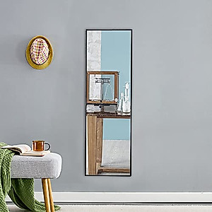 NebulaDeco Full Body Mirror with Stand,Black Metal Frame Wall Mounted Full Body MirrorGold Floor Standing Large Mirror48*13.8",Body Mirrors for Bedroom,Living Roomfull Length Mirror