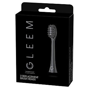 GLEEM Toothbrush Replacement Brush Heads Refill, Black, 2 Count