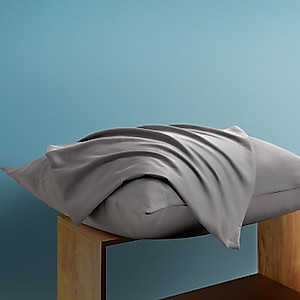 Dafinner 100% Mulberry Silk Pillowcases Standard Size, Grey Silk Pillow Cases Set of 2, Hair and Skin Friendly, Hidden Zipper, Gifts for Women Men, 2 Pack, 20x26 Inches