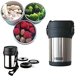 Vacuum Food Jar Mug | Insulated Lunch Containers 29 Oz Stainless Steel Thermoses Flask Lunch Jar Vacuum Bottle with Easy Open Lid & Carry Strap, 3 Durable Lunch Cooker Bowl Cup - NOT FOR LIQUID SOUP