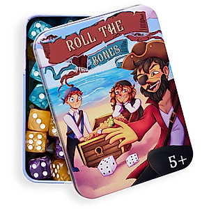 Roll The Bones Dice Game for Kids, Fast-paced Dice Game for Family Game Night, 2-6 Players Aged 5+, Pirate Dice Kids Games, Fun Family Game for Adults and Family, Easy to Learn