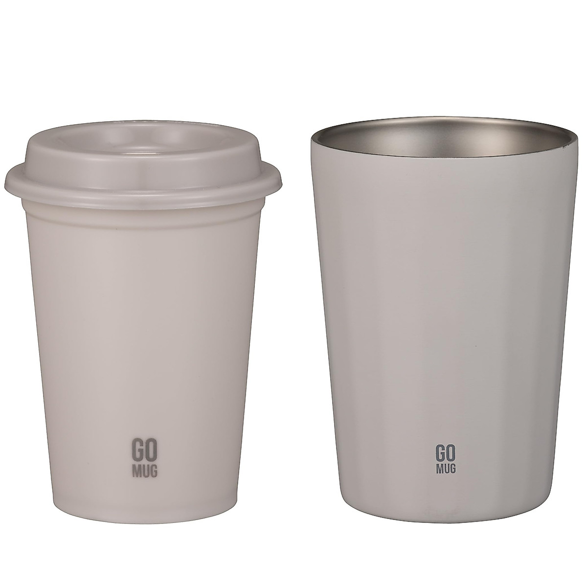 CBJAPAN CAFE GOMUG Stainless Steel Mug, Vacuum Insulated, 2-Layer Construction, 16.2 fl oz (460 ml), Inner Cup (Dishwasher Safe, 13.8 fl oz (380 ml), Set of Greige Go Mug Set, M, Convenience Store,