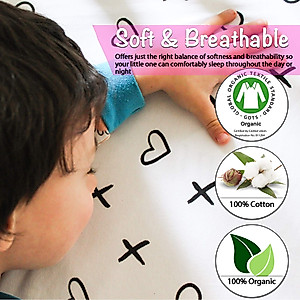 Milky Chic GOTS Fitted Baby Crib Sheet, Breathable 100% Organic Cotton Mattress Sheet for Boys and Girls, Fits Standard Size Mattresses, 52x28x9 inches (White, Pack of 1)