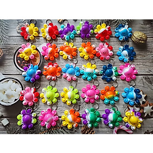 Roaqua 30 Packs Bulk Octopus Backpack Keychain Mini pop Fidget for Students Gifts and Octopus Christmas Party Favors,Students Bubble Prize