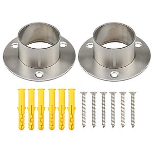 Pxyelec Stainless Steel Closet Rod Flange Holder for Diameter 1.5 inch (38mm) Steel Pipe, Pack of 2