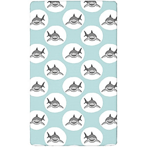 Shark Themed Fitted Crib Sheet,Standard Crib Mattress Fitted Sheet Toddler Bed Mattress Sheets-Crib Mattress Sheet or Toddler Bed Sheet,28“ x52“,Pale Cadet Blue Dimgray