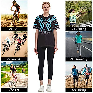 Wisdom Leaves Women Mountain Bike Shirt Short Sleeve MTB Jerseys Breathable/Moisture-Wicking Black
