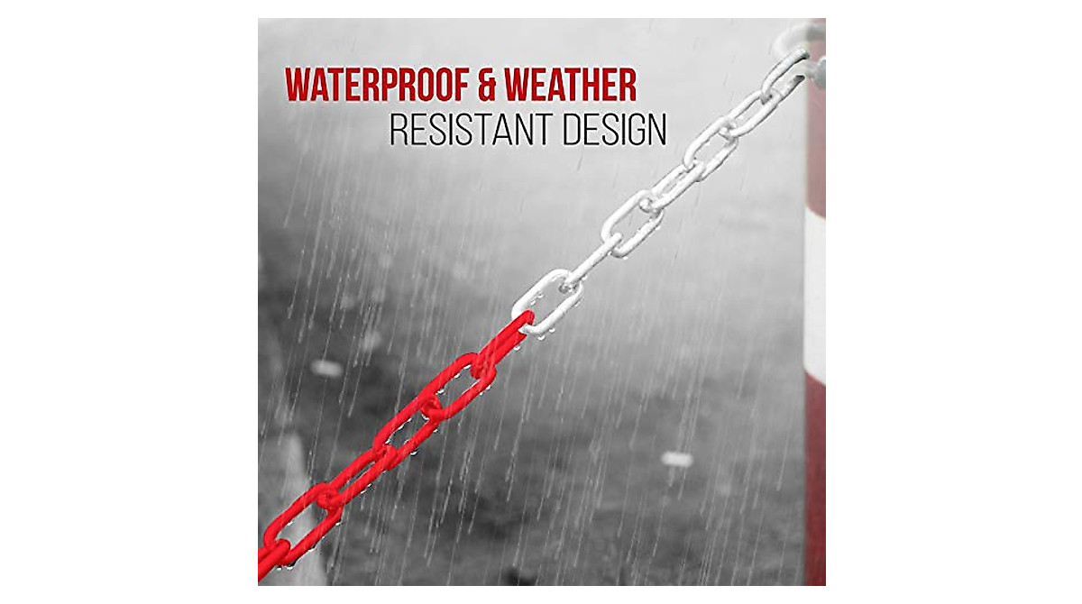 Pyle Safety Chain Barrier Plastic Links - 82' Ft Caution Security Chain ...