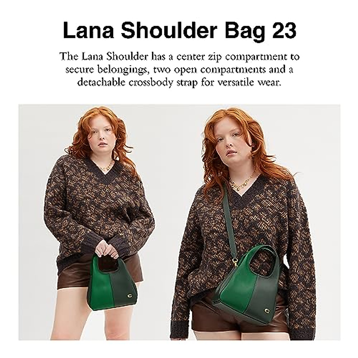 COACH Polished Pebble Leather Lana Shoulder Bag 23, Amazon Green Multi