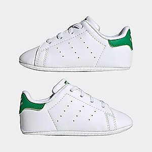 adidas Originals unisex baby Stan Smith Crib Sneaker, White/White/White, 3 Infant US