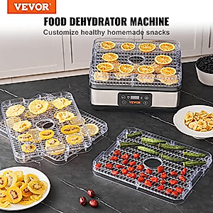 VEVOR Food Dehydrator Machine, 5-Tray Fruit Dehydrator, 300W Electric Food Dryer w/Digital Adjustable Timer & Temperature for Jerky, Herb, Meat, Beef, Fruit, Dog Treats and Vegetables, ETL Listed
