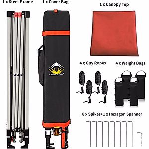 CROWN SHADES Canopy Tent 10x10 Pop Up Canopy Outdoor Shade, Easy Up Sun Shelter with One Person Set Up Center Lock, Portable Instant Tailgate Camping Beach Canopy Tents for Parties, Red