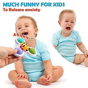 Suction Cup Spinner Toys for Baby, Pop it Fidget Toys for 1-3 Toddlers Gifts Spinning Top Sensory Toy Bath Toys Birthday Gifts for Boy Girl (3 Pcs)