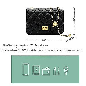 Jopchunm Designer Handbags Leather Clutch Small Quilted Purse Black Crossbody Bags for Women