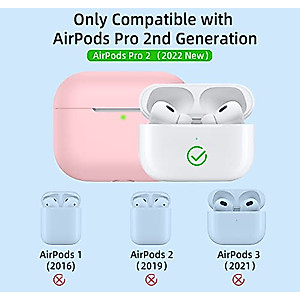 IMIVIO Airpods Pro 2 Case Cover 2022/Pro 2019, Soft Silicone Protective Charging Cover Skin Compatible Apple Airpods Pro 2nd/1st Generation Case for Women Men with Keychain, Front LED Visible (Pink)