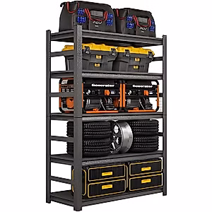 BEESTMUEBLE 3000LBS Garage Shelving, Garage Storage Shelves, Heavy Duty Shelving, 5 Tier Adjustable Garage Shelves, Metal Shelves for Garage Storage Rack Industrial Shelving,47.24''W X 78''H X18''D