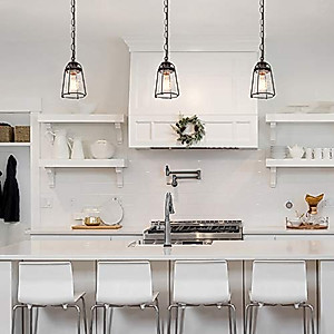 KSANA Farmhouse Pendant Lighting, Mini Rustic Hanging Light Fixture with Seeded Glass Shade for Kitchen Island, Foyer, Hallway, Bedroom and Entryway, Bronze