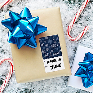 Blue Christmas Gift Tags, Self-Adhesive Snowflake Gift Tags - 75 Gift Wrap Tags, Peel and Stick Christmas Gift Tags