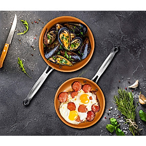 MasterPan Copper Tone 8 and 9 inch Ceramic Non Stick Frying Pan, 2-PACK (MP-160)