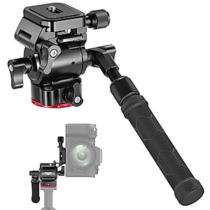 NEEWER Video Tripod Head Upgraded with Vertical/Horizontal Switch, Compact Metal Pan Tilt Fluid Head with Arca Type QR Plate & Telescopic Handle, 1/4” Screw for Camcorder/DSLR, Max Load 3kg, GM26