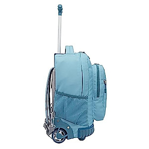 Travelers Club Rolling Backpack with Shoulder Straps, Aqua, 18-Inch
